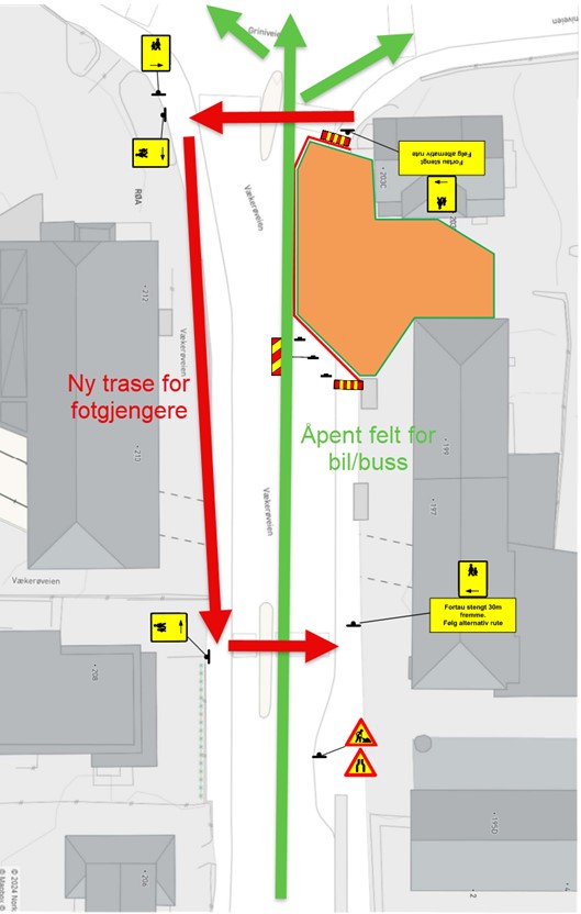 Varsel – Uke 42-44 Info om stenging av ett felt i Vækerøveien – Røa X